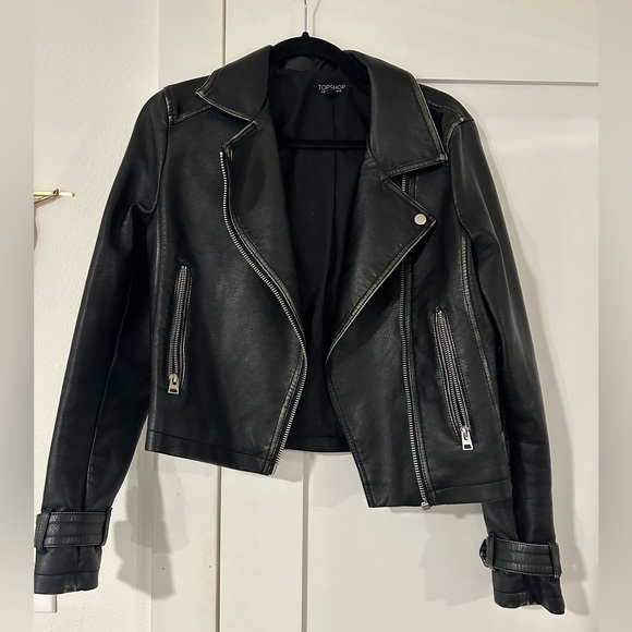 Topshop | Jackets & Coats | Topshop Black Leather Jacket | Poshmark